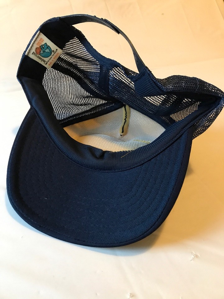 Mossberg Veg Trucker Strapback Hat Blue Baseball Cap Spell Out Thick ...