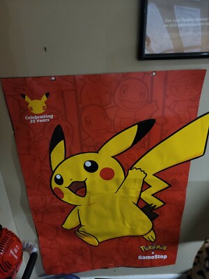 pokemon 25th anniversary Poster Gamestop Damage doble side | eBay