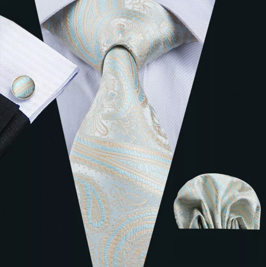 ITALIAN DESIGNER Paisley SILK TIE, POCKET SQUARE, CUFFLINK SET | eBay