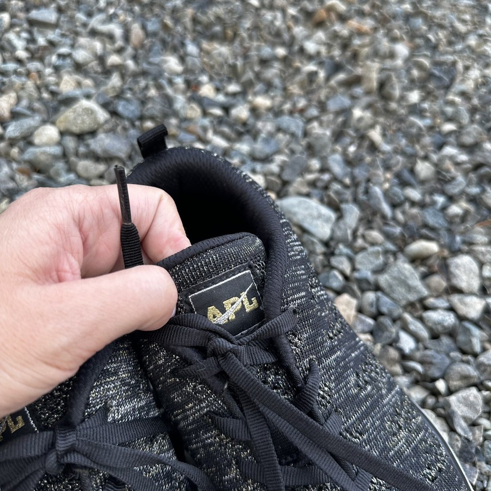 APL Techloom Pro Running Shoes Women’s Size 10 Black Metallic Gold Lace ...
