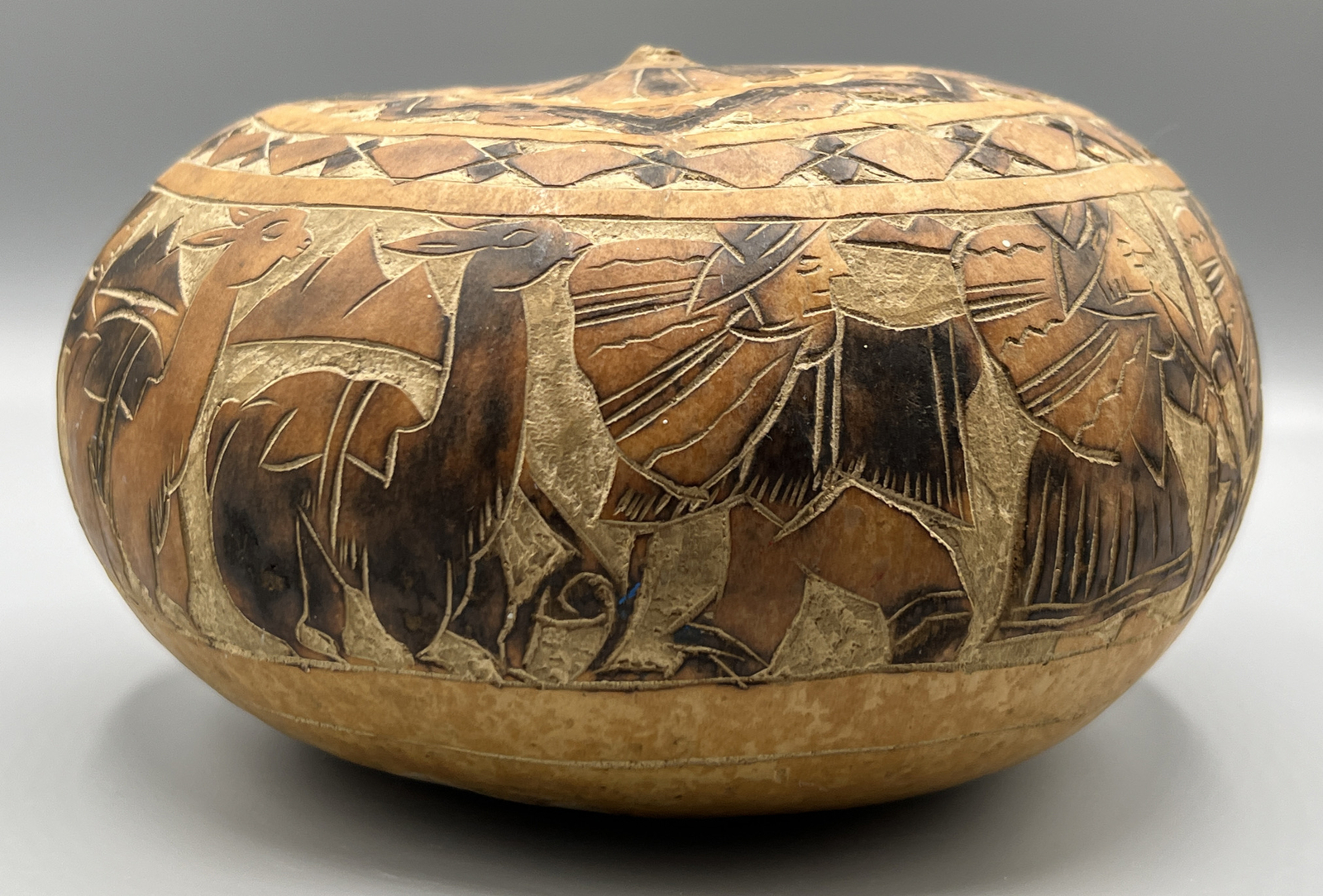 Vintage Hand Carved Gourd Peruvian Folk Art 7 Lamas Shaker ~ 8” | eBay