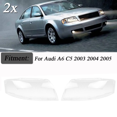 2x Headlamp Clear Lens Cover For Audi A6 C5 2003-2005 Left+Right Front ...