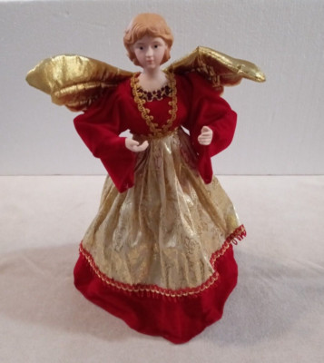16" tall ANGEL tree topper gold and red dress - MINT | eBay