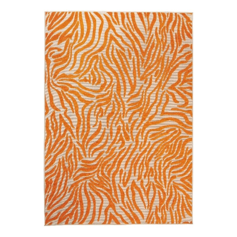 Nourison Aloha 5'3" x 7'5" Orange Outdoor Indoor/Outdoor Rug ...