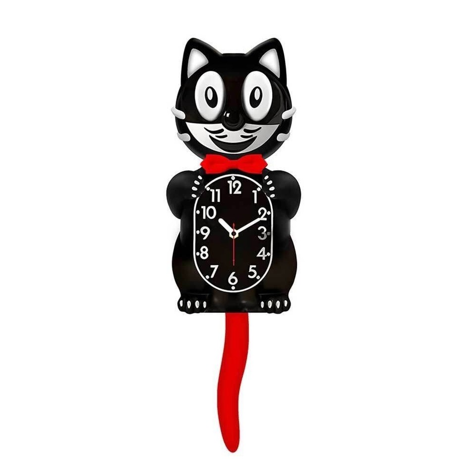 Classic Black Kit Cat Clock Tail Swingable Wall Clock Art Decor UK ...