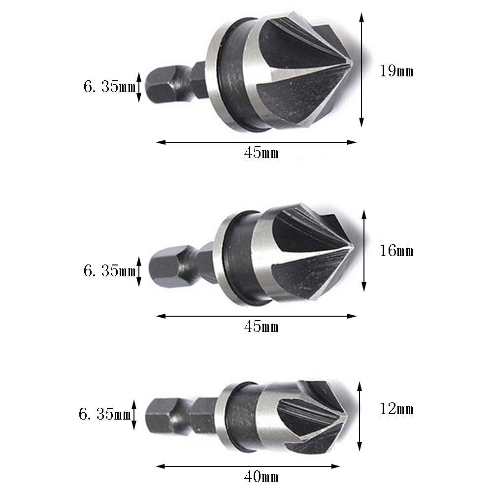Hex Countersink Set for Wood Metal Quick Change Drill Bit Tools | eBay