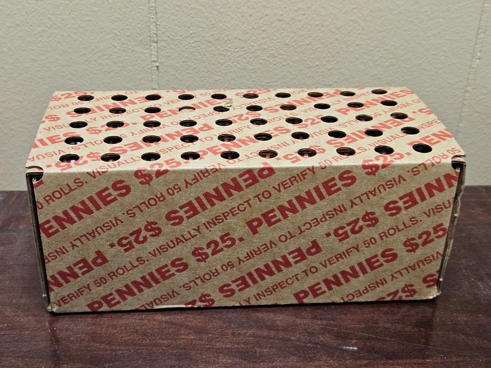 One Sealed Unopened Unsearched Bank Box of 50 Rolls of Pennies - $25 ...
