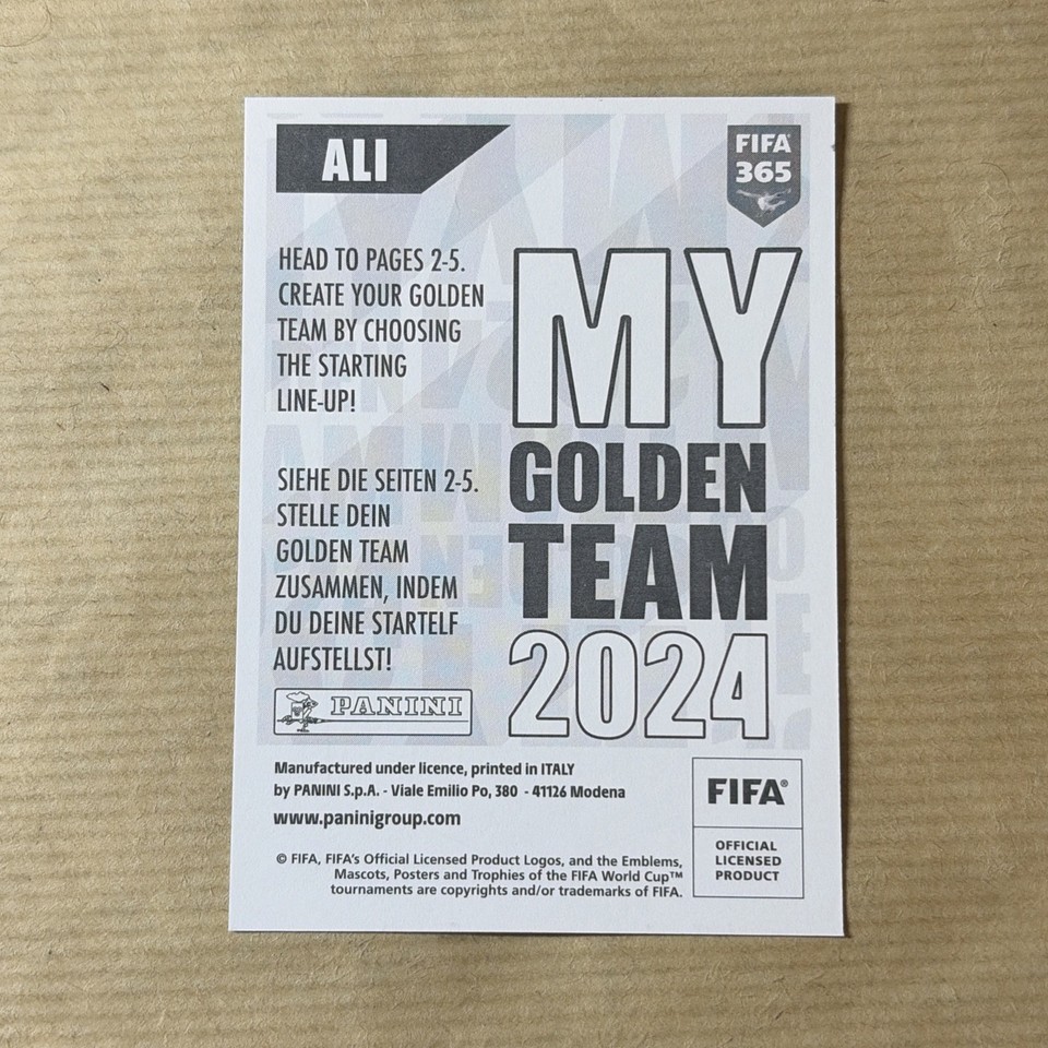ALI ALISSON GOLDEN TEAM PANINI FIFA 365 2024 STICKERS FOOT | eBay