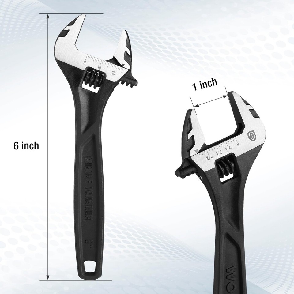 WORKPRO 6" Adjustable Wrench Black Oxide Wrench Inch/Metric Scale Cr-V ...