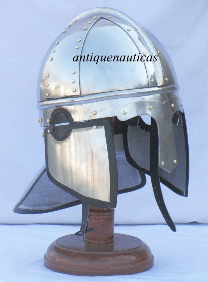 Medieval Norman Viking Helmet Armor Greek Larp Silver Finish With ...