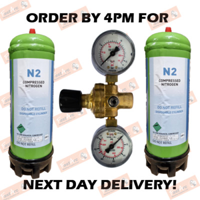NITROGEN N2 DISPOSABLE GAS BOTTLE CYLINDER 2.2L 100 BAR M10 PLUMBERS ...