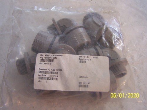 6 WOODHEAD MOLEX 5545 Cable Accessories 1300980130 3/4 NPT M 90D SLG ...