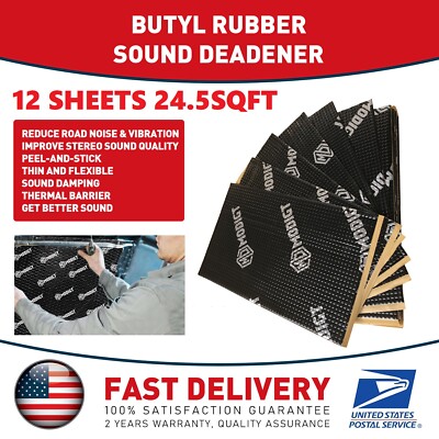 24.5sqft Car Heat Insulation Mat Butyl Pad Damping Self-Adhesive ...