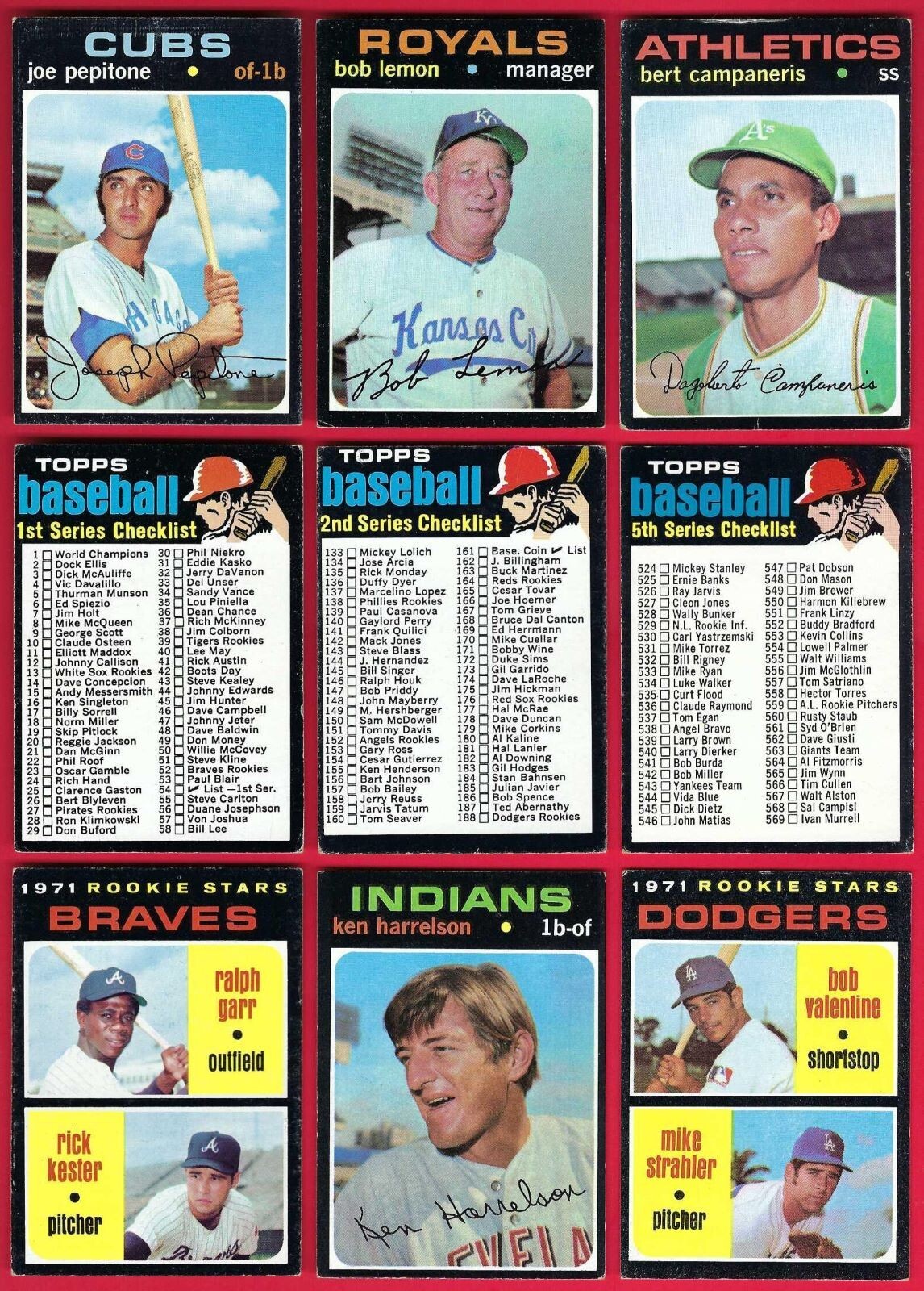 1971 Topps Lot of 35 with 3 Checklists & 9 Semi High #s | eBay