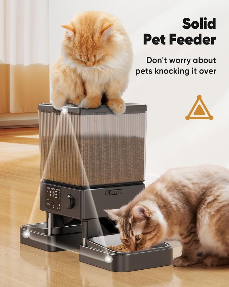 Automatic cat feeder for 2 cats, 20-cup/5-liter automatic cat food ...