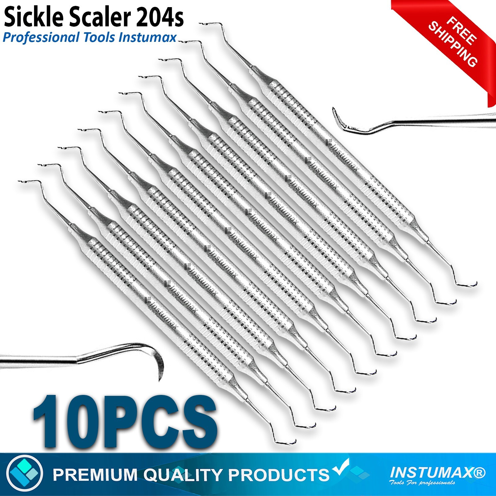 X10 Sickle Scaler 204S Dental Hand Instruments Pro Periodontal Hygiene ...