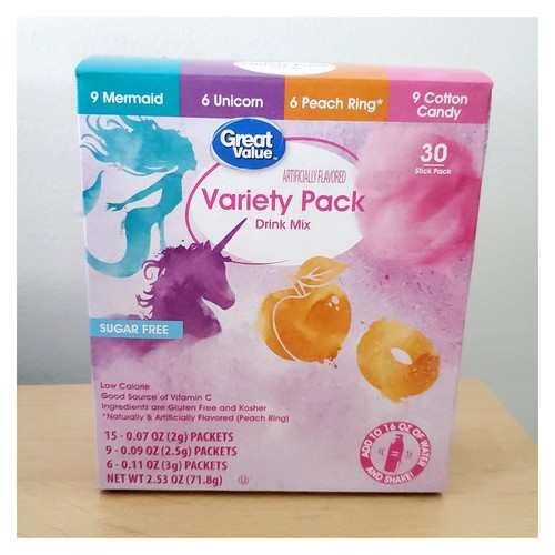Great Value WaterTok Unicorn Mermaid Cotton Candy Peach Drink Mix 30 ...