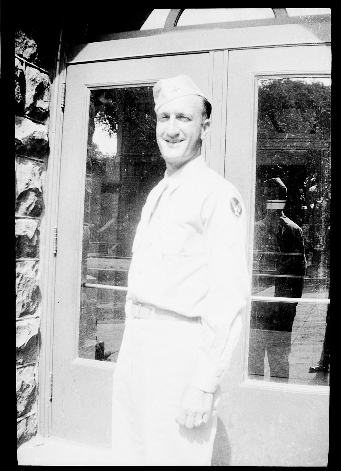 VTG Photo Negative Military Man Standing In Front Of Glass Doors | eBay
