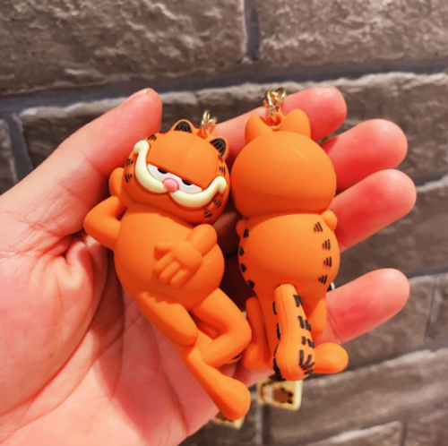 Novelty Gift 3D Rubber Garfield Keyring Keychain with Wristlet ...