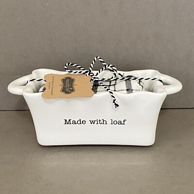 NWT Mud Pie Mudpie - Mini Loaf & Tea Towel Set - Saying: Made with loaf ...