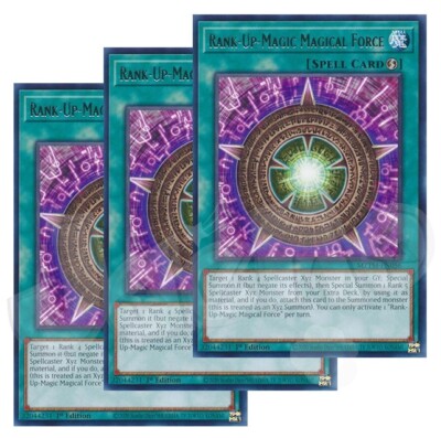 Yugioh - Rank-Up-Magic Magical Force x 3 - 1st Edition Rare NM - Plus ...