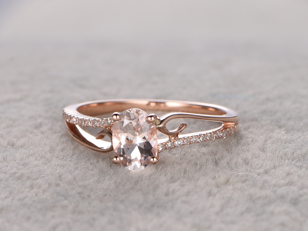 1.61ct Lab-Created Peach Morganite Engagement Ring Ros Gold Plated ...