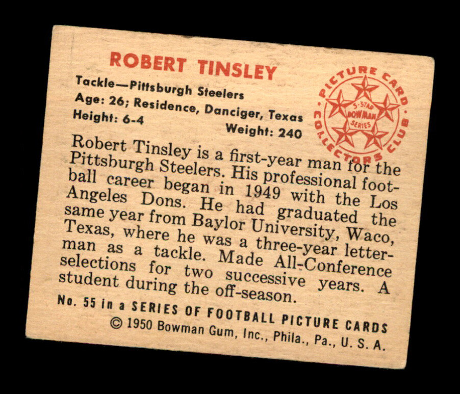 1950 Bowman #55 Bob Tinsley VG-EX+ | eBay