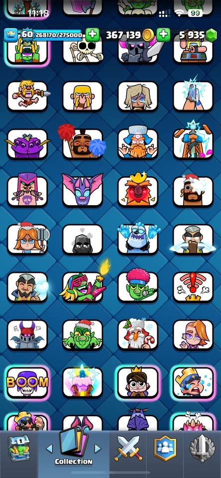 CR/LVL60 ( 98 MAX CARD ) 15000 Trophy | NAME CHANGE | 153 EMOTE ...