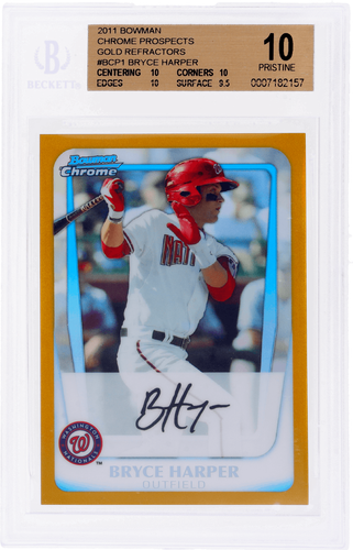 2011 Bowman Chrome Bryce Harper Prospect Gold Refractor #BCP1 /50 BGS ...