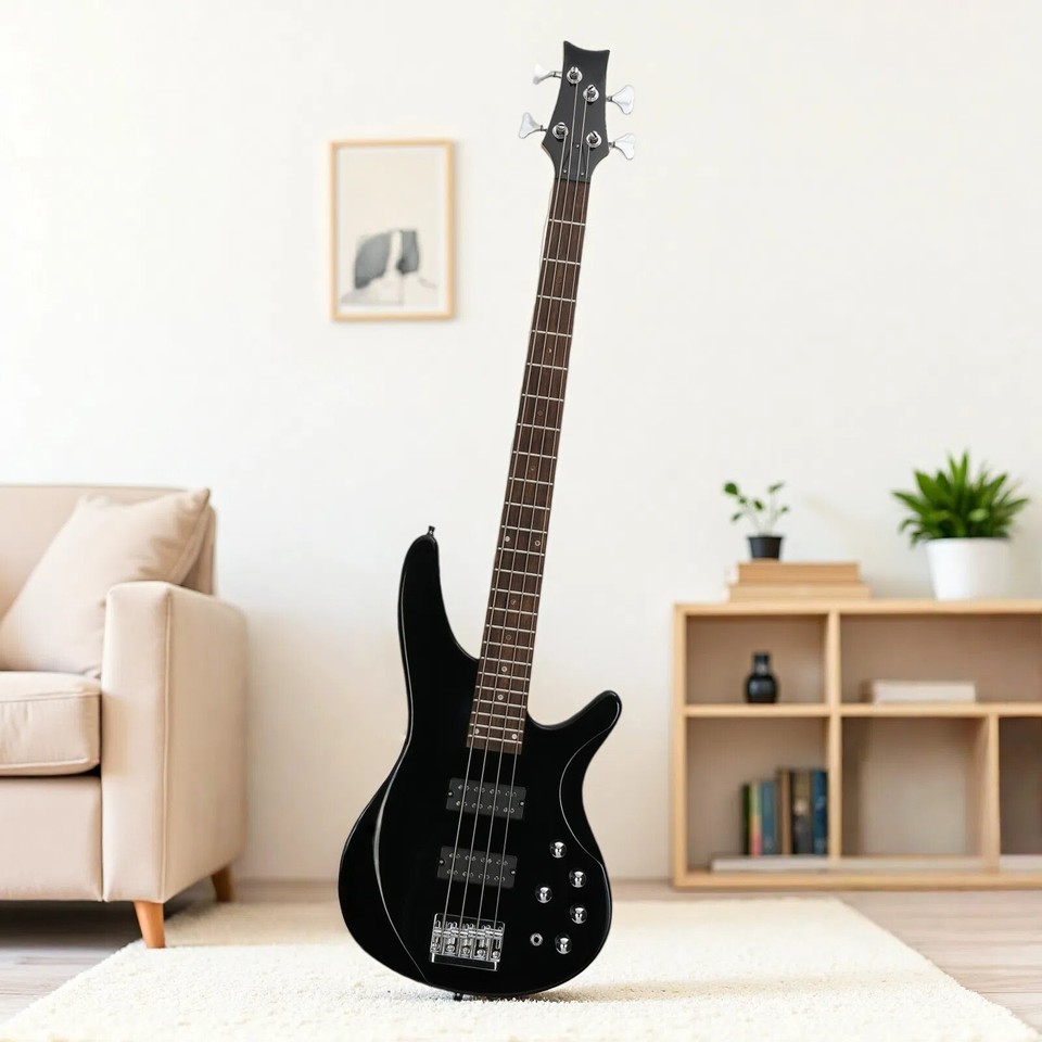 4-String Beginner Electric Bass Guitar Set - IB-Style HH Pickups Bag ...