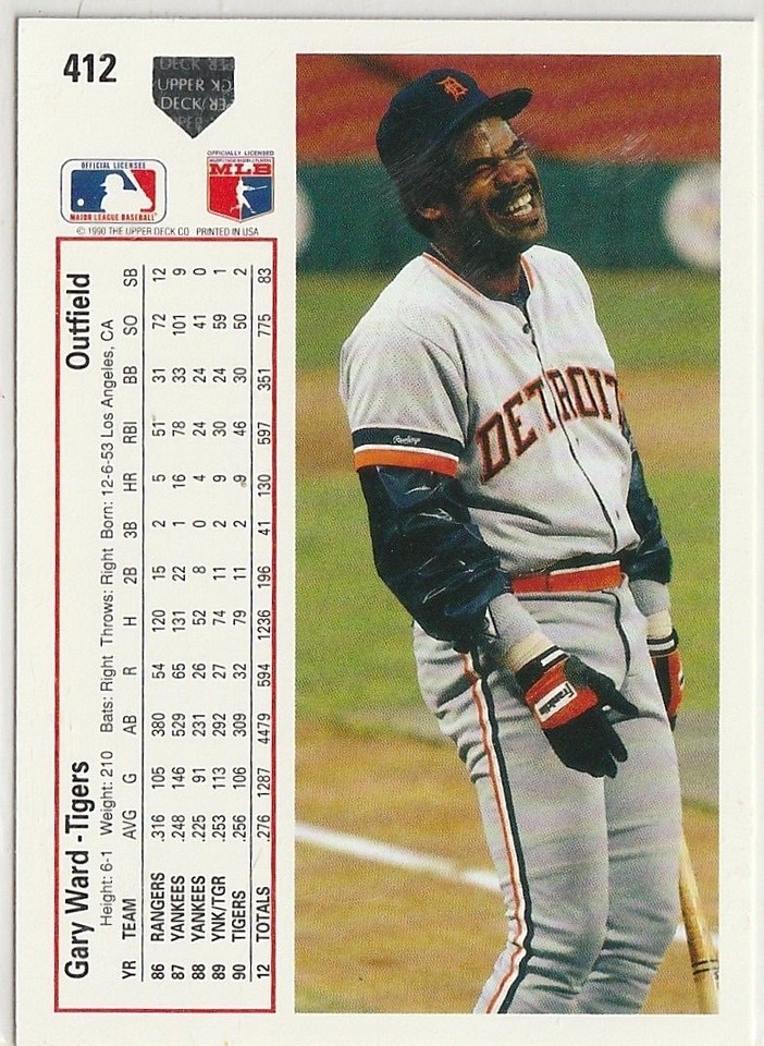 GARY Ward Tigers Outfielder 1991 Upper Deck # 386 12 yrs in MLB | eBay