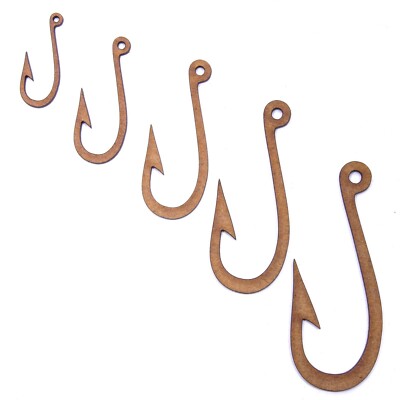 Fish Hook Craft Shape, Various Sizes, 2mm MDF Wood. Fishing, Seaside ...