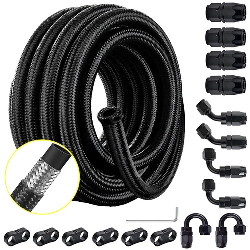 6AN 8AN 10AN Fuel Line Kit Nylon Stainless Steel Braided CPE Oil Fuel ...