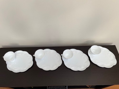 Indiana Colony Milk Glass 4 White Harvest Grape Snack Luncheon Cup ...