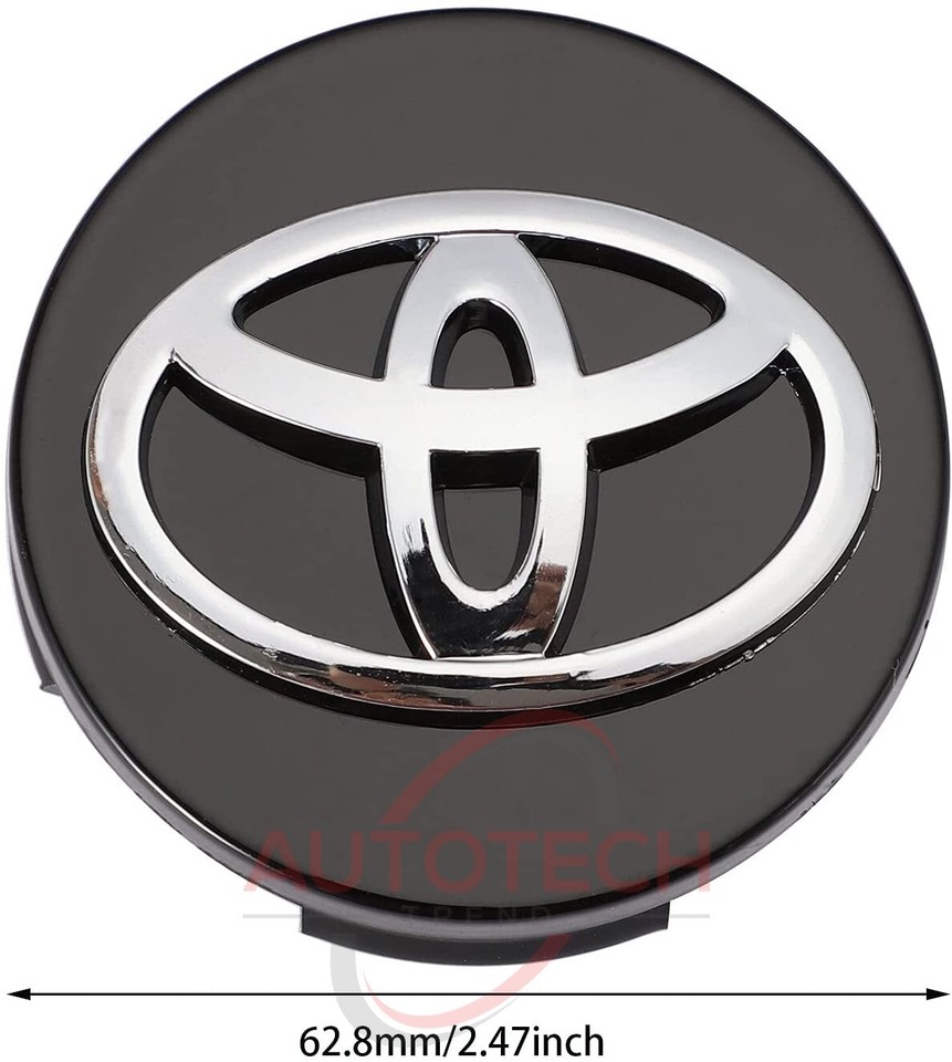SET OF 4 TOYOTA WHEEL RIMS CENTER CAPS BLACK/CHROME LOGO 62MM CAMRY ...