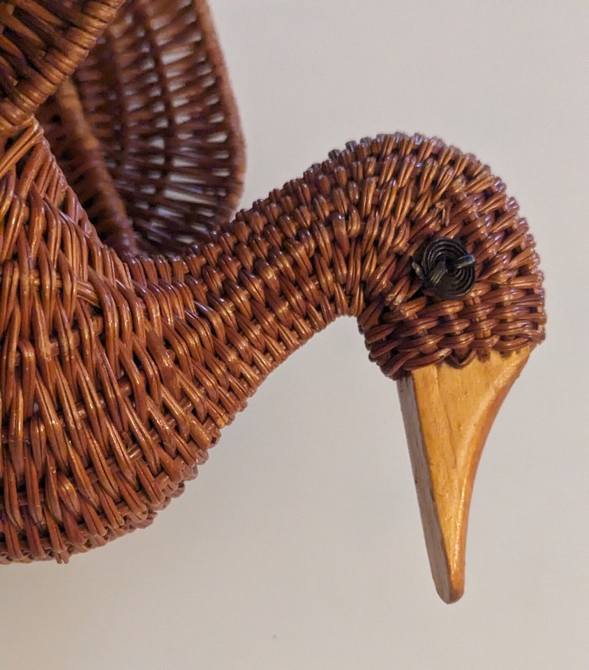 Vintage 1990s Avon Rattan Woven Wicker Duck Basket With Wooded Beak 8.5 ...