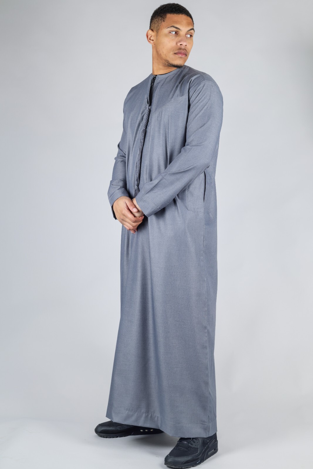 Homme Gris Thobe Erirats Islamique Vêtements Juba Robe Musulmane Aïd ...