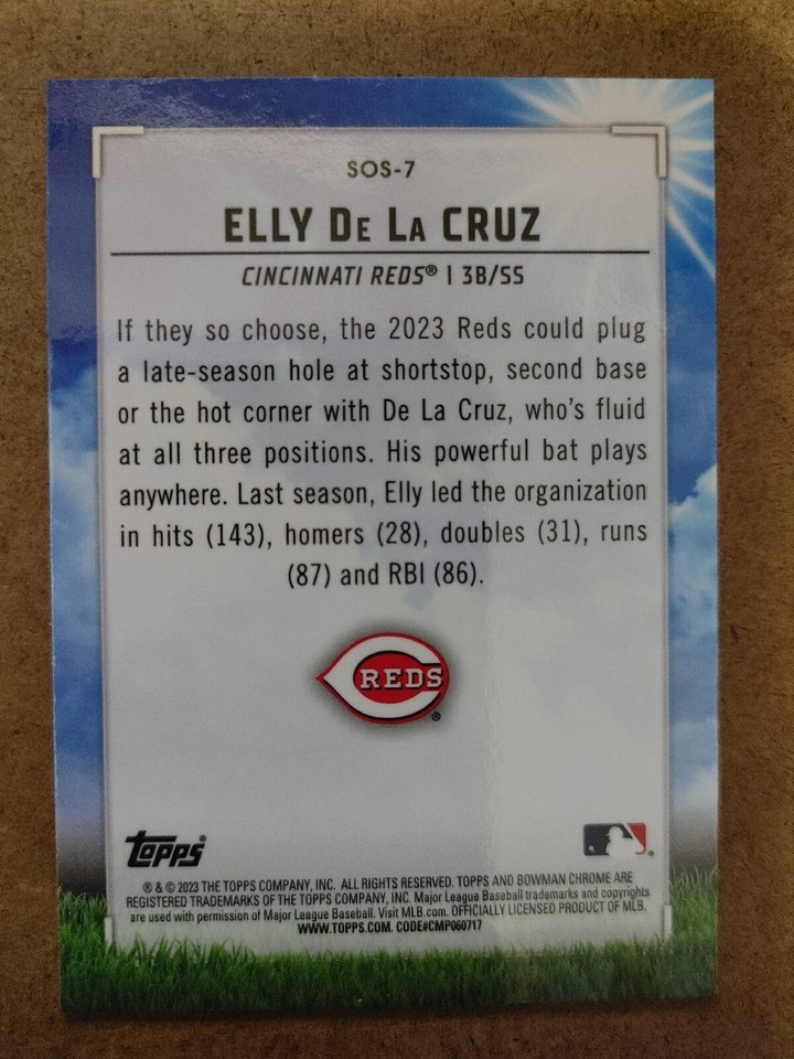 2023 BOWMAN CHROME ELLY DE LA CRUZ SIGHT ON SEPT ROOKIE RC SOS-7 | eBay