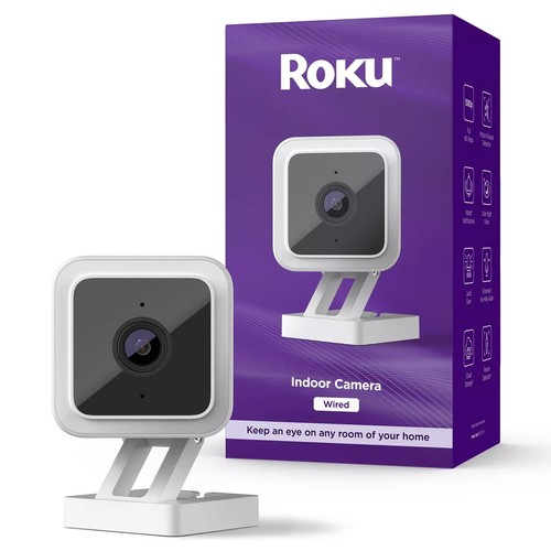 Roku Indoor Camera for Home Security, 1-Pack - Wired Security Camera ...