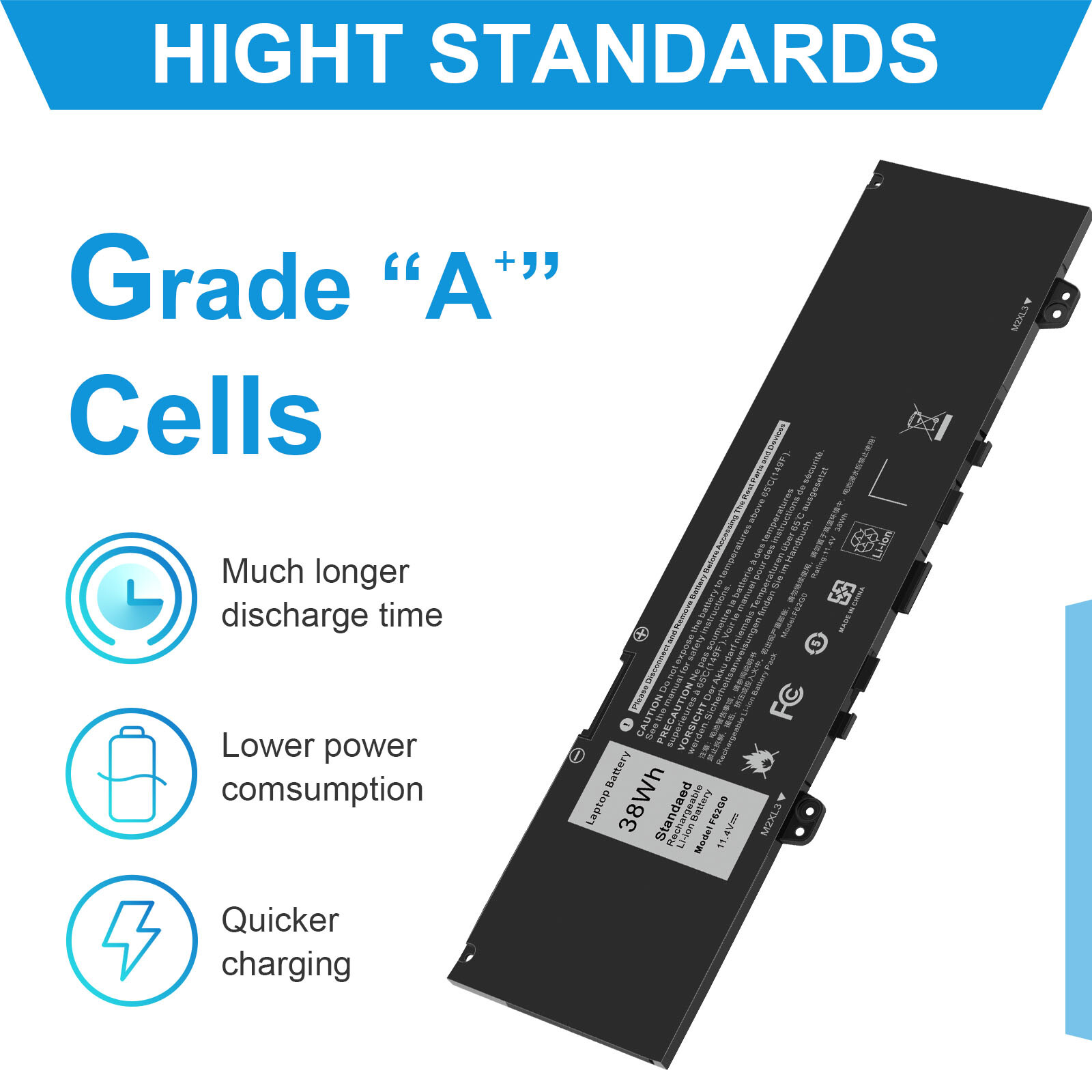 F62G0 Battery for Dell Inspiron P83G P87G P91G P83G001 P83G002 P87G001 ...