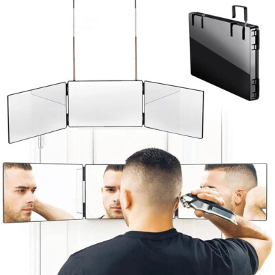 3 Way Mirror Hair Cutting Tri-fold Makeup Mirror Self Haircut Mirror ...