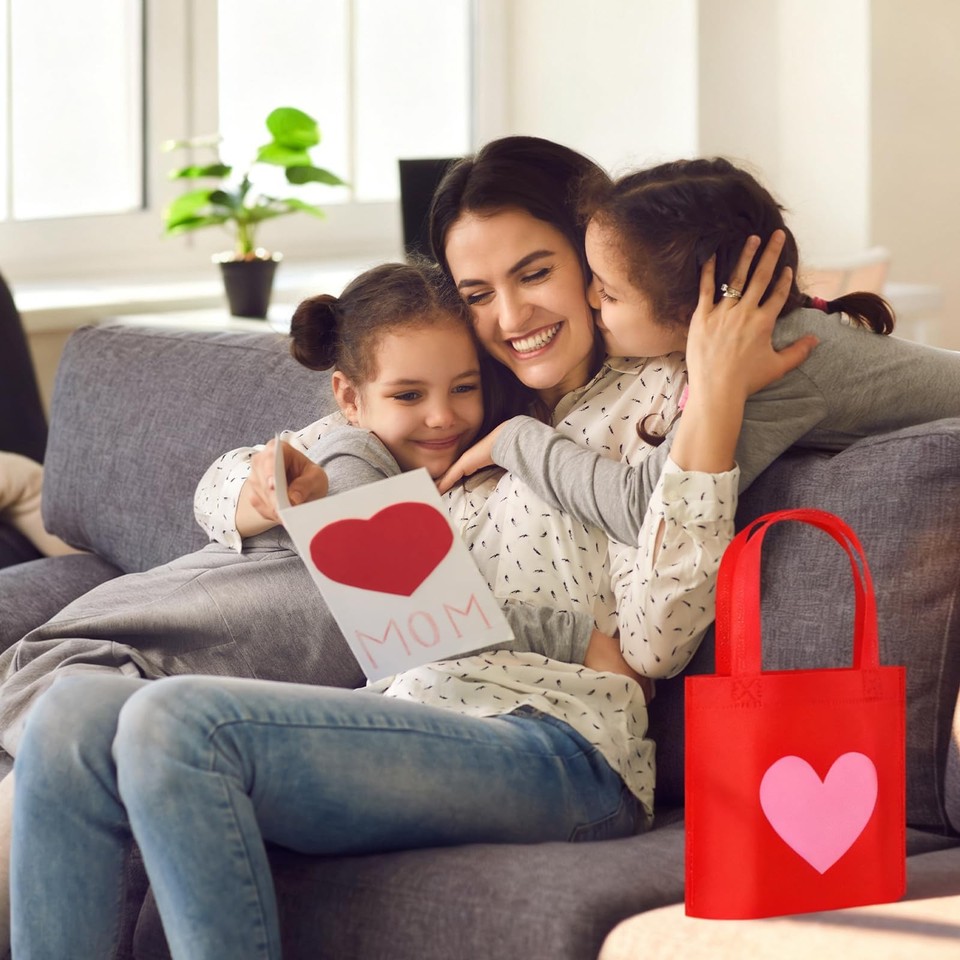 48 Pcs Reusable Valentines Gift Bags Heart Themed Goodie Candy Bags ...