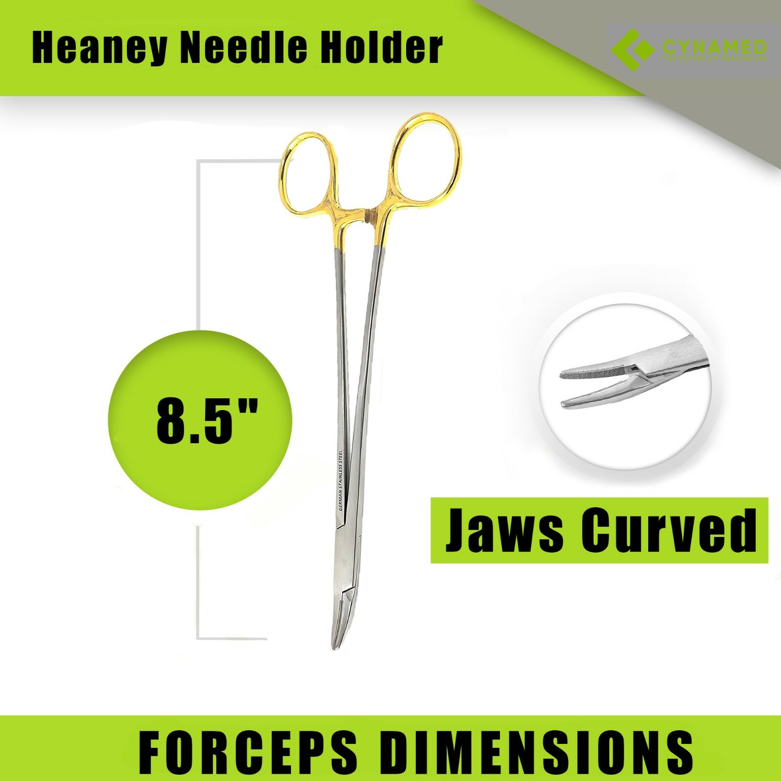 Cynamed TC Heaney Curved Needle Holder with Tungsten Carbide Inserts ...