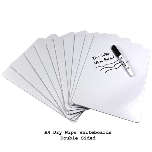 A4 Whiteboard Double Sided Dry Wipe White Board Office Home Memo Notice ...