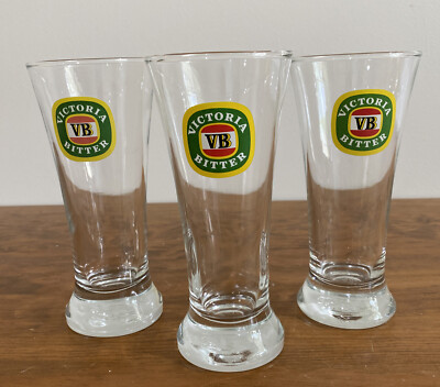 Victoria Bitter VB Beer Pot Middy Glasses x 3 - 285ml | eBay Australia