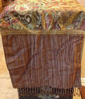 Satin Table Runners Bronze Gold & Olive Beaded 70” X 12” | eBay