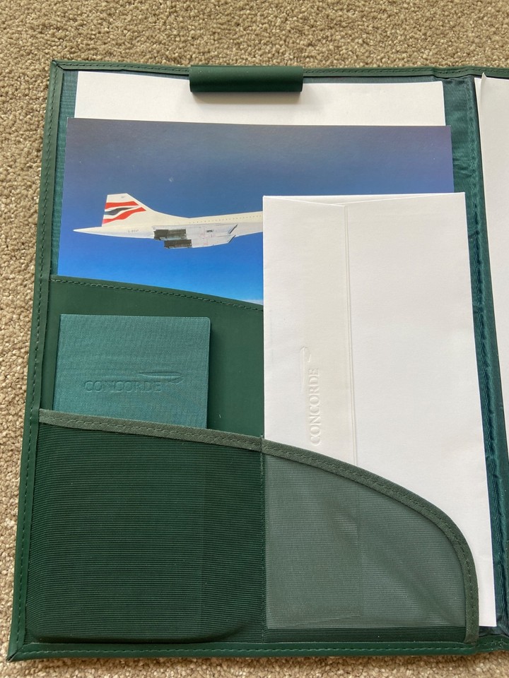 British Airways Concorde- Green folder, stationery, diary, flight cert ...