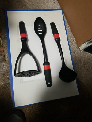 LOT OF 3 SERVING UTENSILS,ALL "GOOD COOK", Ladle; Masher; Slotted Spoon ...