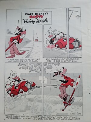 1943 Walt Disney Goofy Victory Vehicles Magazine comic cartoon page | eBay