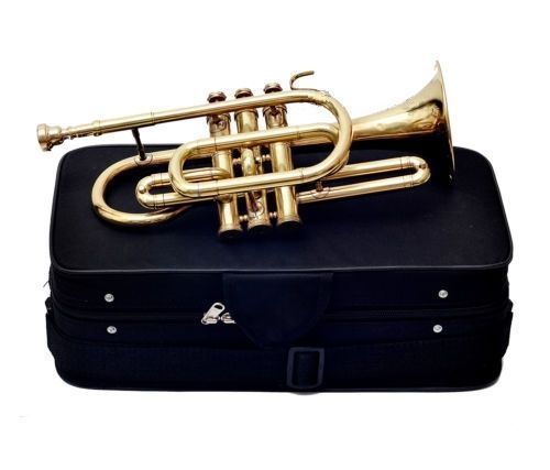 CORNET SALE BRASS- FINISHING Bb FLAT 3 Valve CORNET+FREE CASE+M/P | eBay